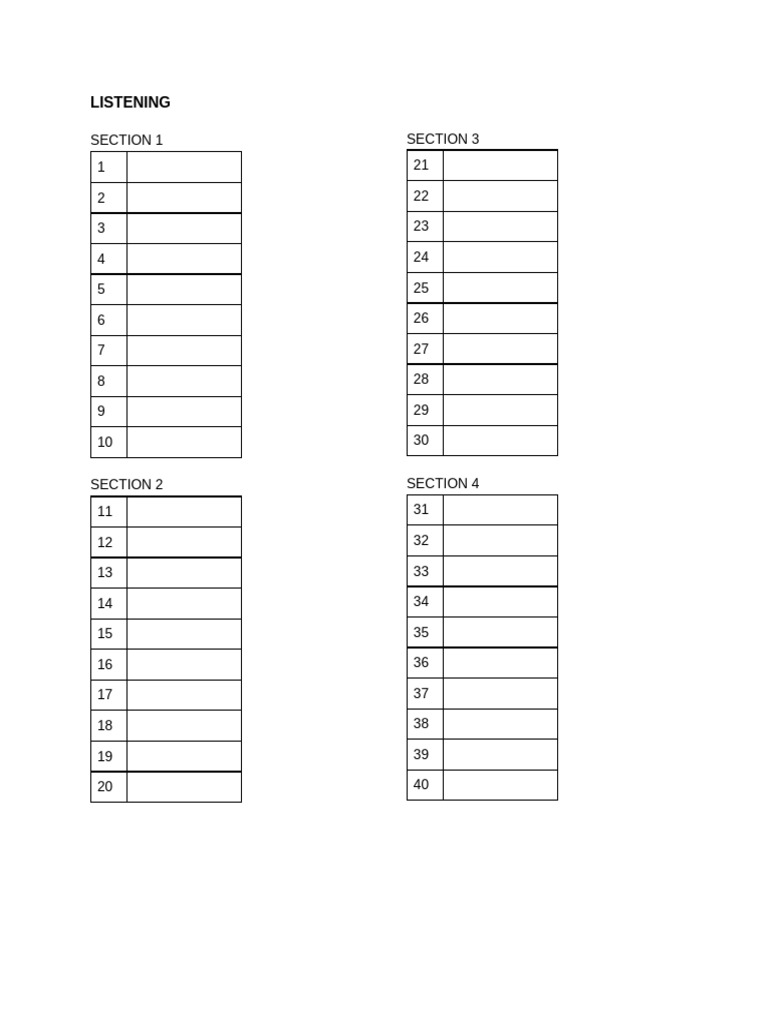 Answer Sheet - (Insert Name) | PDF