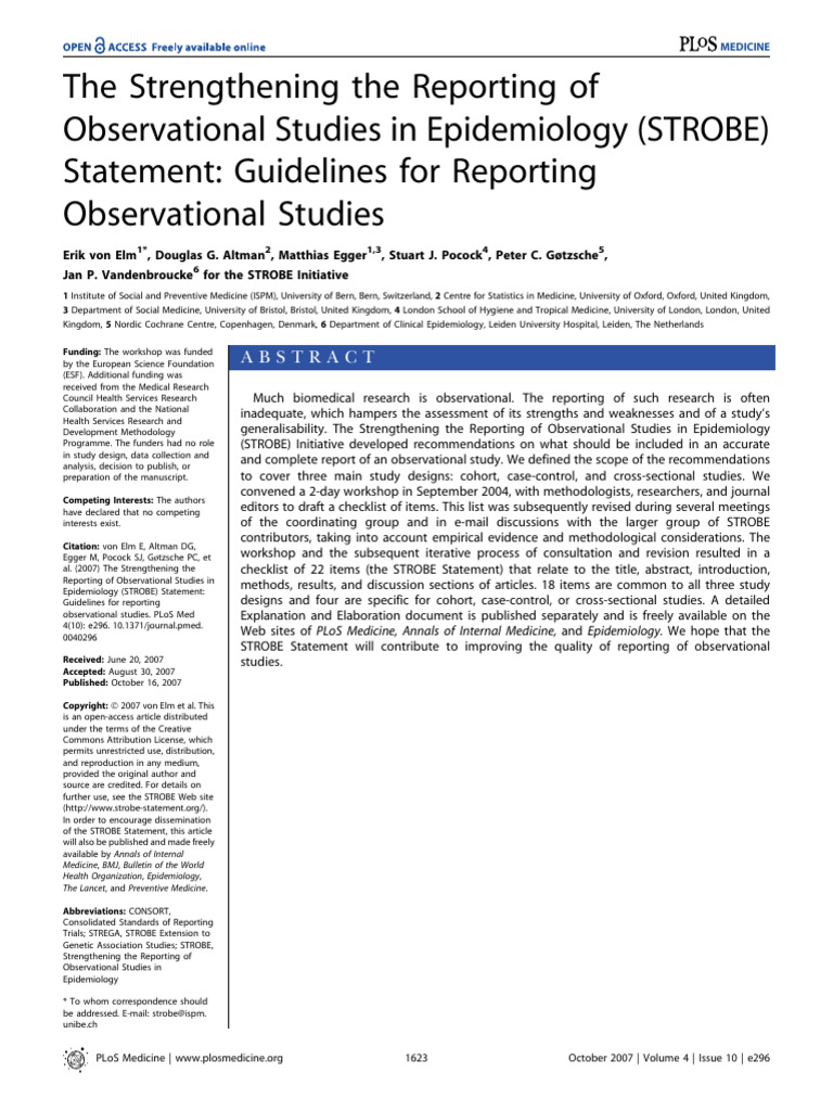 Strobe Guideline | PDF | Cohort Study | Scientific Method