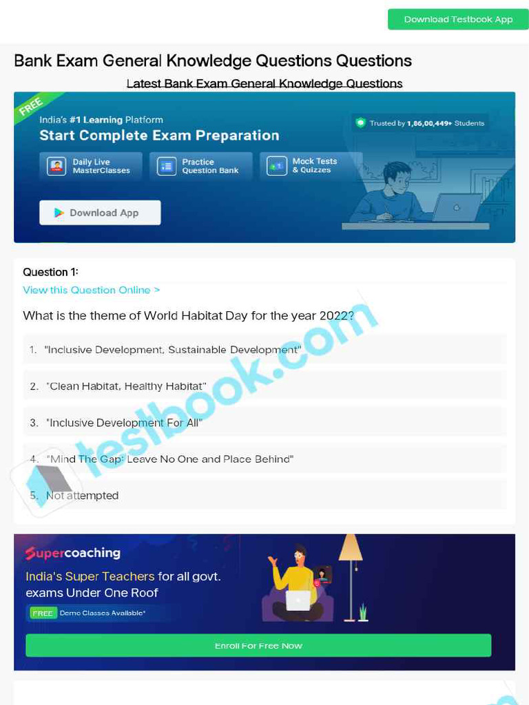 Bank Exam General Knowledge Questions 637ee6d4a44ddfbdf425561d | PDF