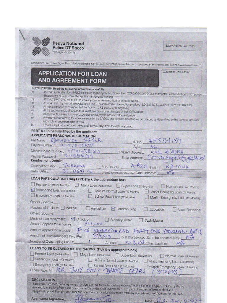 Application Loan Form | PDF