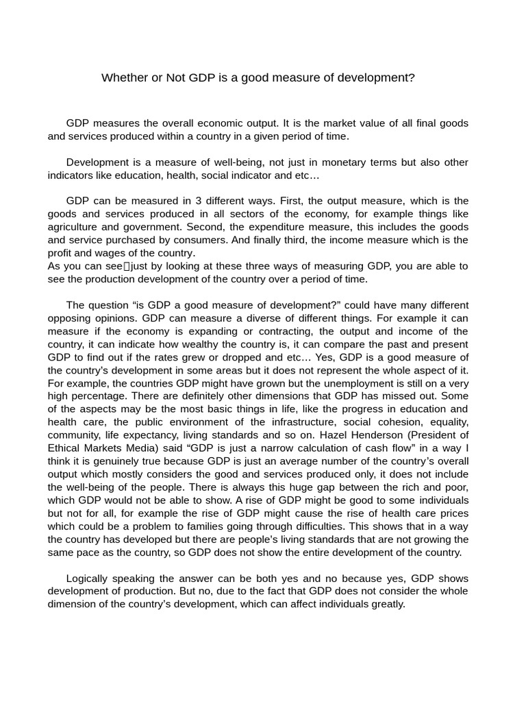 Is GDP an Effective Development Measure? | PDF | Gross Domestic Product ...