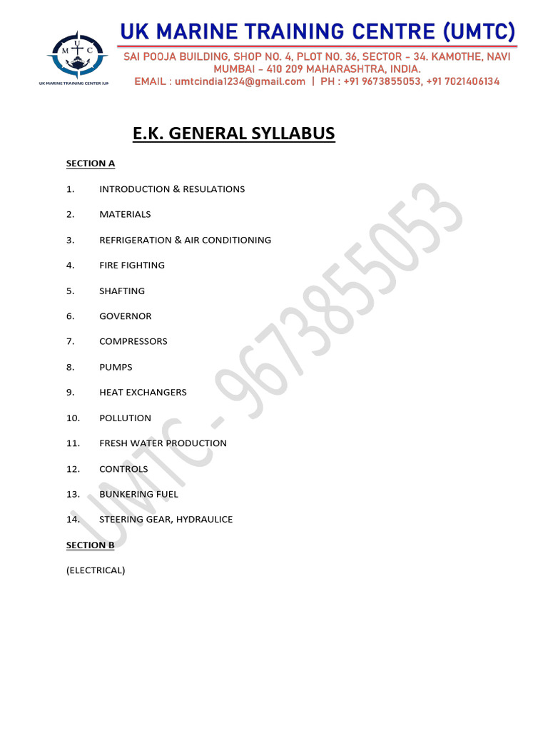 E.K. General Syllabus Overview | PDF