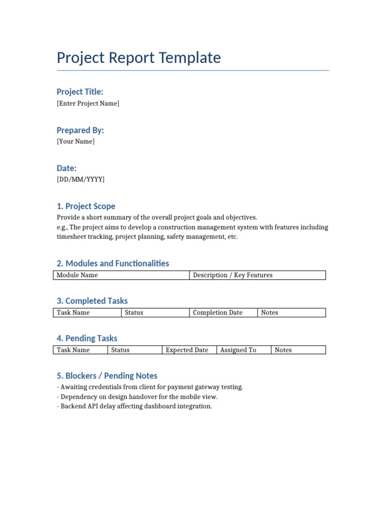 Project Report Template | PDF