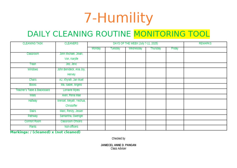 Cleaning Tasks - Monitoring Tool | PDF