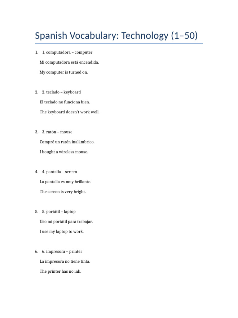 Spanish Technology Vocab Set1 | PDF | Microsoft Windows | Software ...