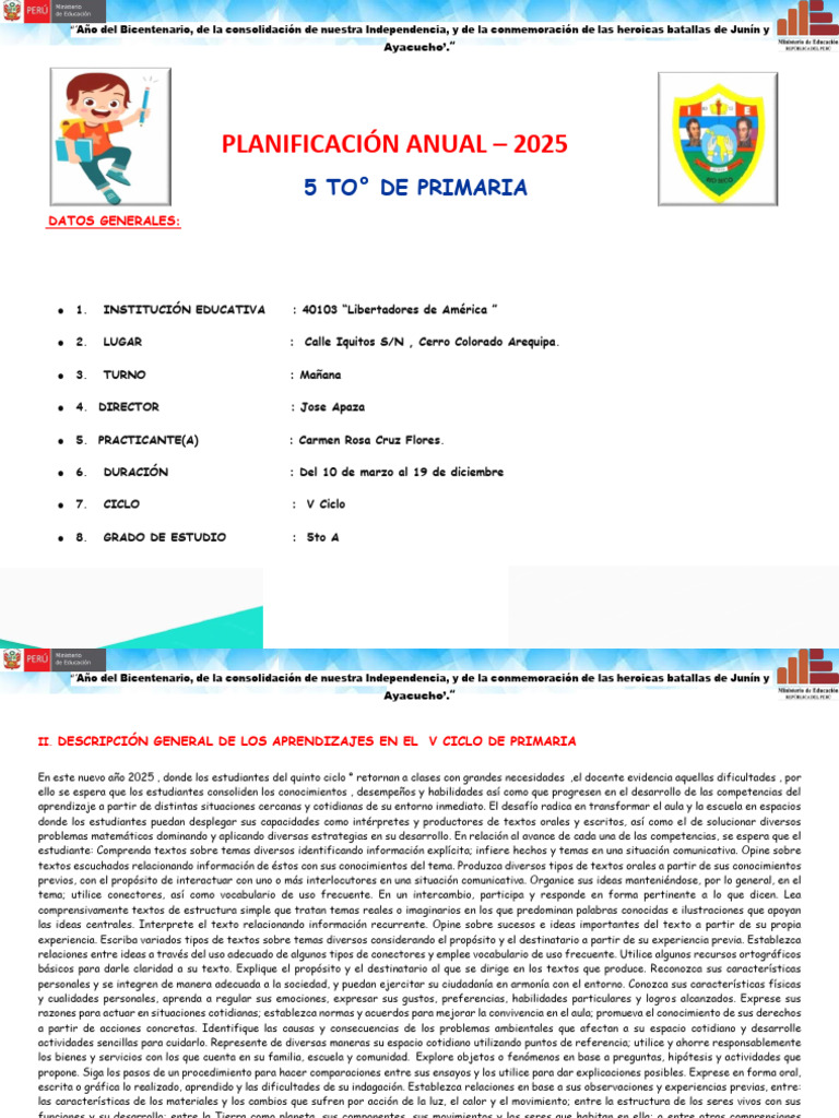 PLANIFICACIÓN ANUAL 5to-2025 | PDF | Decimal | División (Matemáticas)