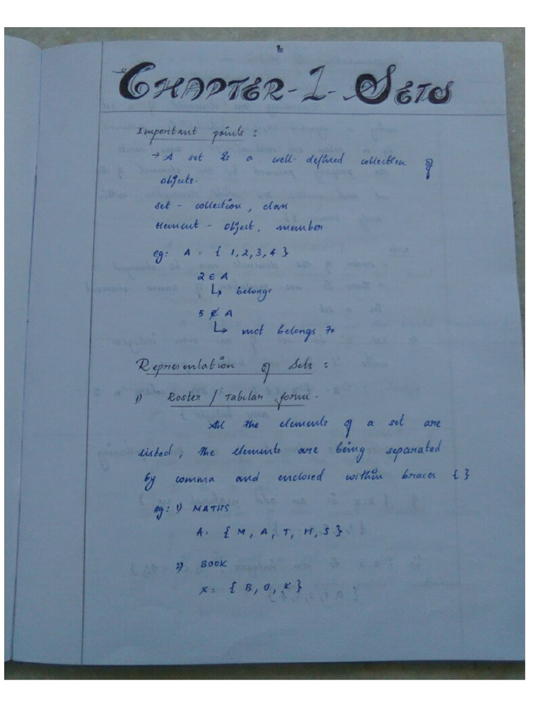 Chapter - 1 - Sets Math Cls 11 | PDF