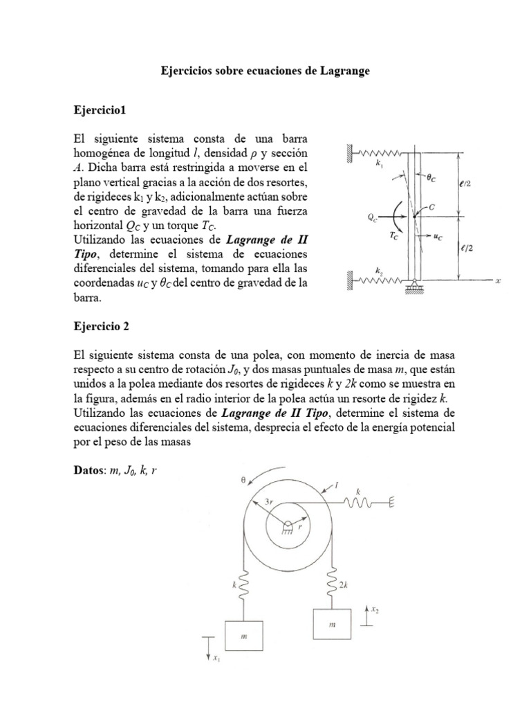 Ejercicios Sobre Ecuaciones de Lagrange | PDF
