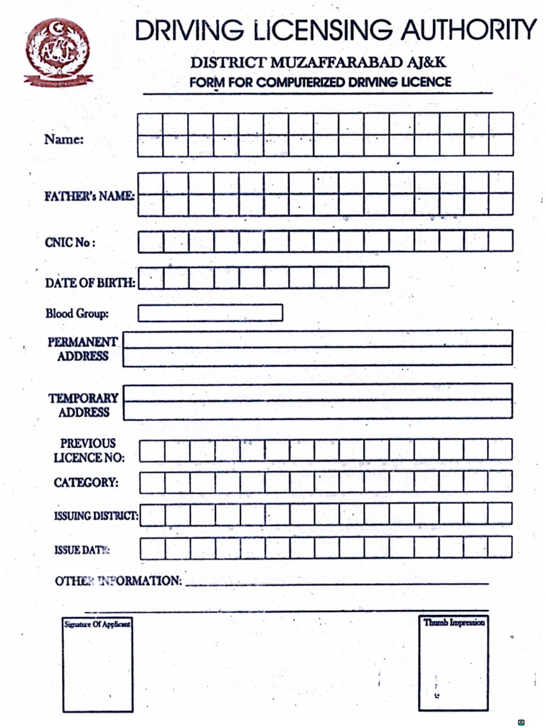 Regular Driving License Form | PDF