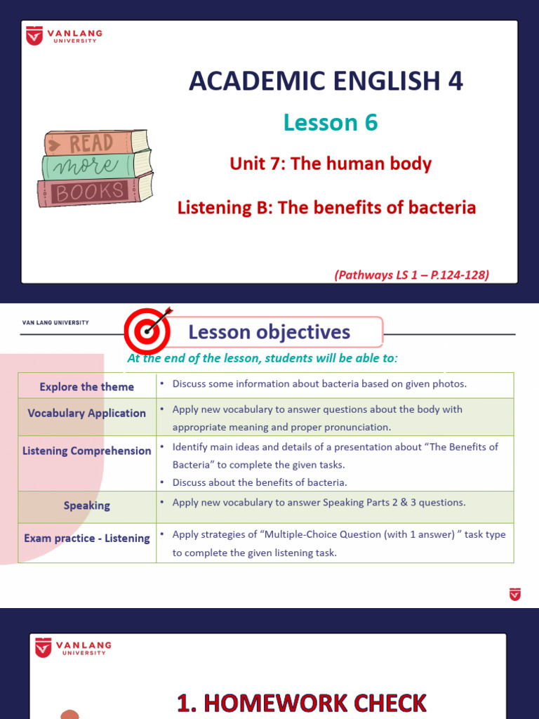 AVTC4 - Lesson 6 - Unit 7 - Listening B - The Benefits of Bacteria (ELEARNING) | PDF | Multiple ...