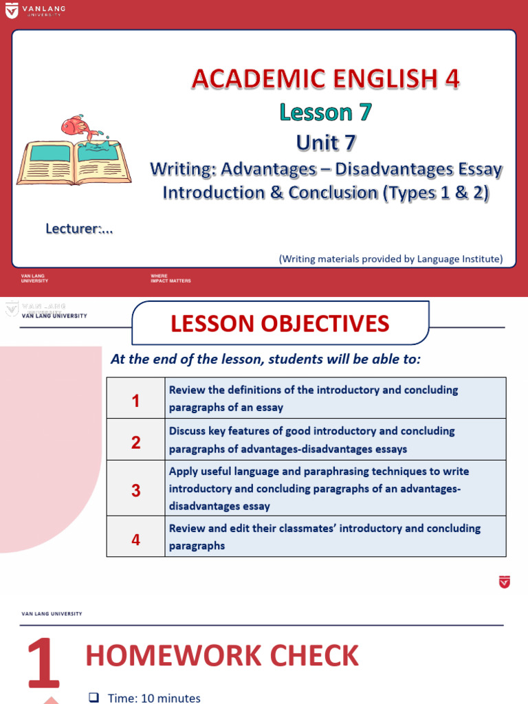 AVTC4 - Lesson 7 - Unit 7 - Writing - Advantages Essays Intro Conclusion (Type 1 2) (ELEARNING ...