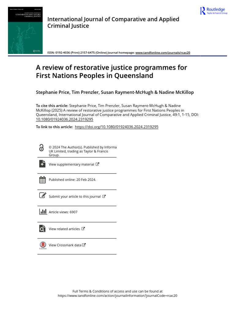 Restorative Justice for First Nations in Queensland | PDF | Indigenous ...