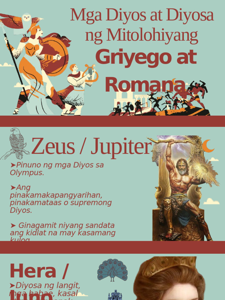 Mga Diyos at Diyosa NG Griyego at Romana Presentation - PPTX 1 | PDF