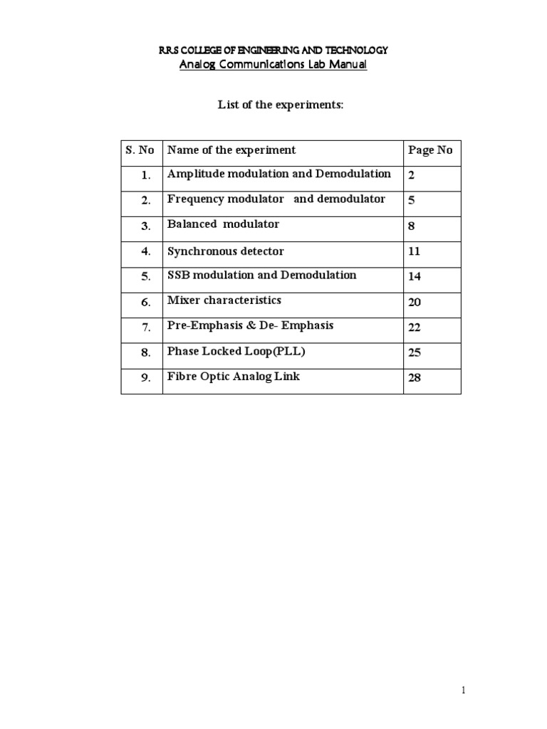 Analog Communications Lab Manual | PDF | Modulation | Frequency Modulation