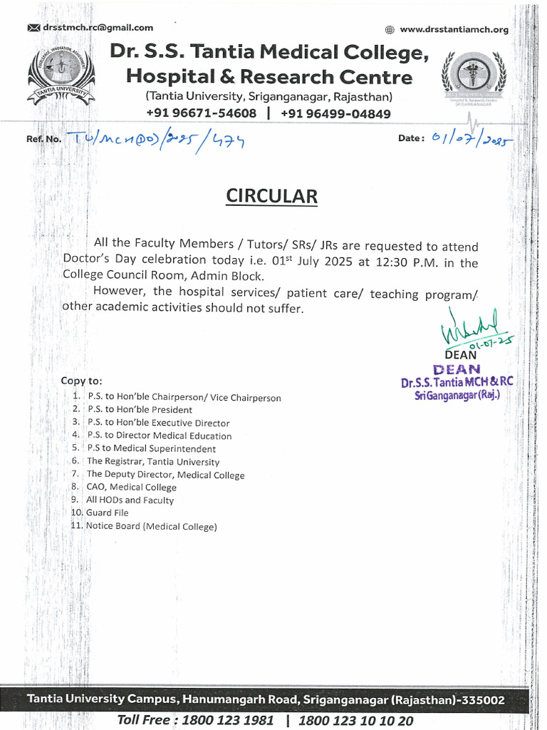 Circular Doctors Day Celebration | PDF