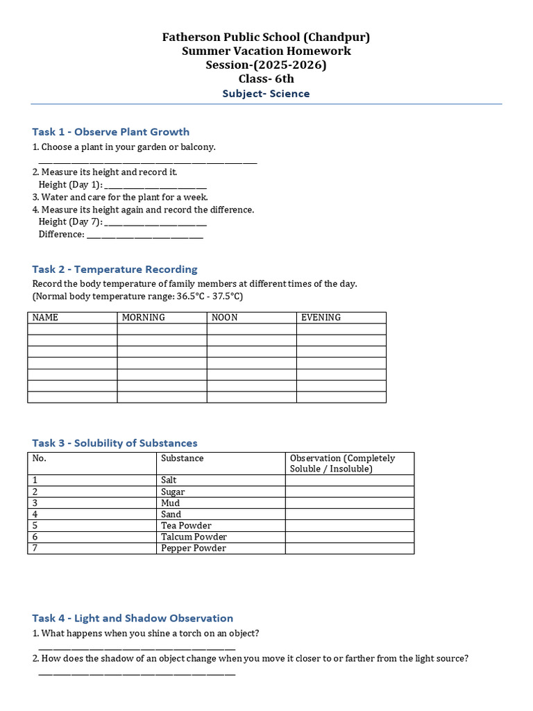 Class6 Science Holiday Homework Complete | PDF | Applied And ...