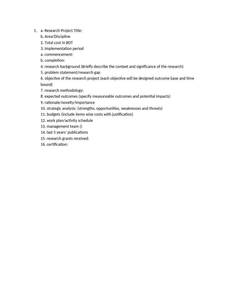 Research Grant Application-Template | PDF