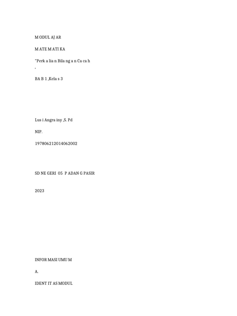 Modul Ajar Perkalian Kelas 3 | PDF