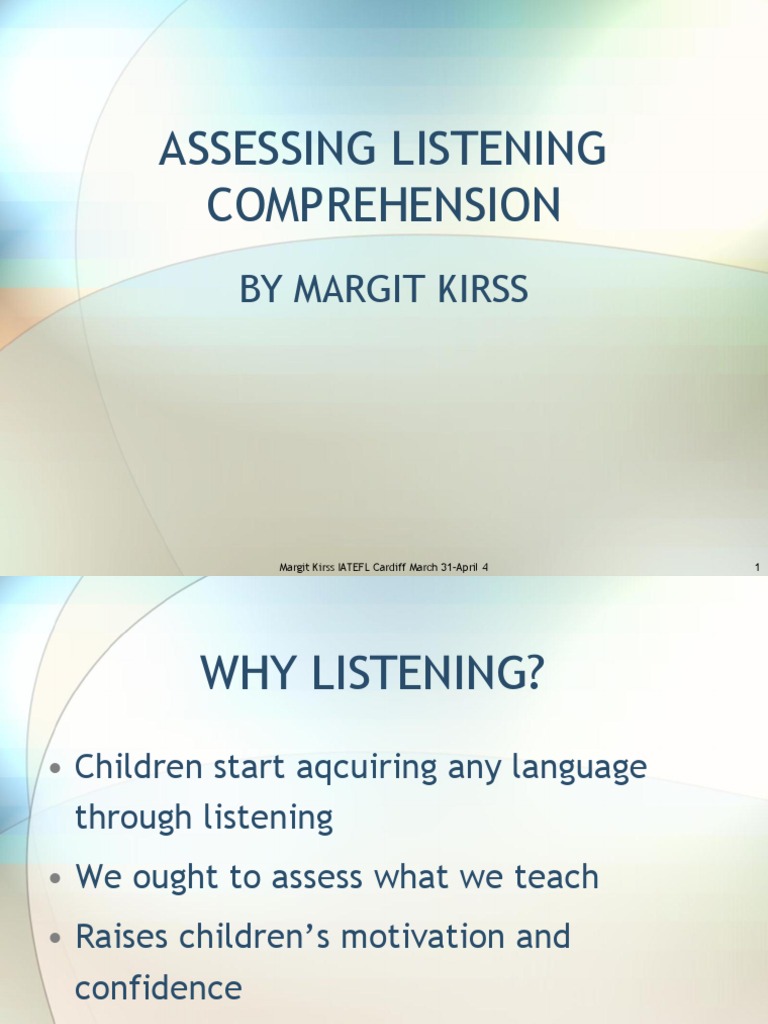 Assessing Listening Comprehension | Educational Assessment | Reading ...