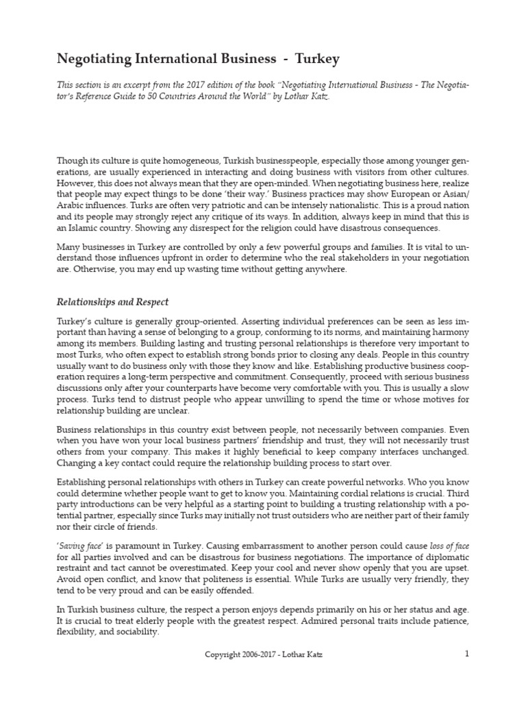 Turkish Business Negotiation Insights | PDF | Negotiation | Bribery