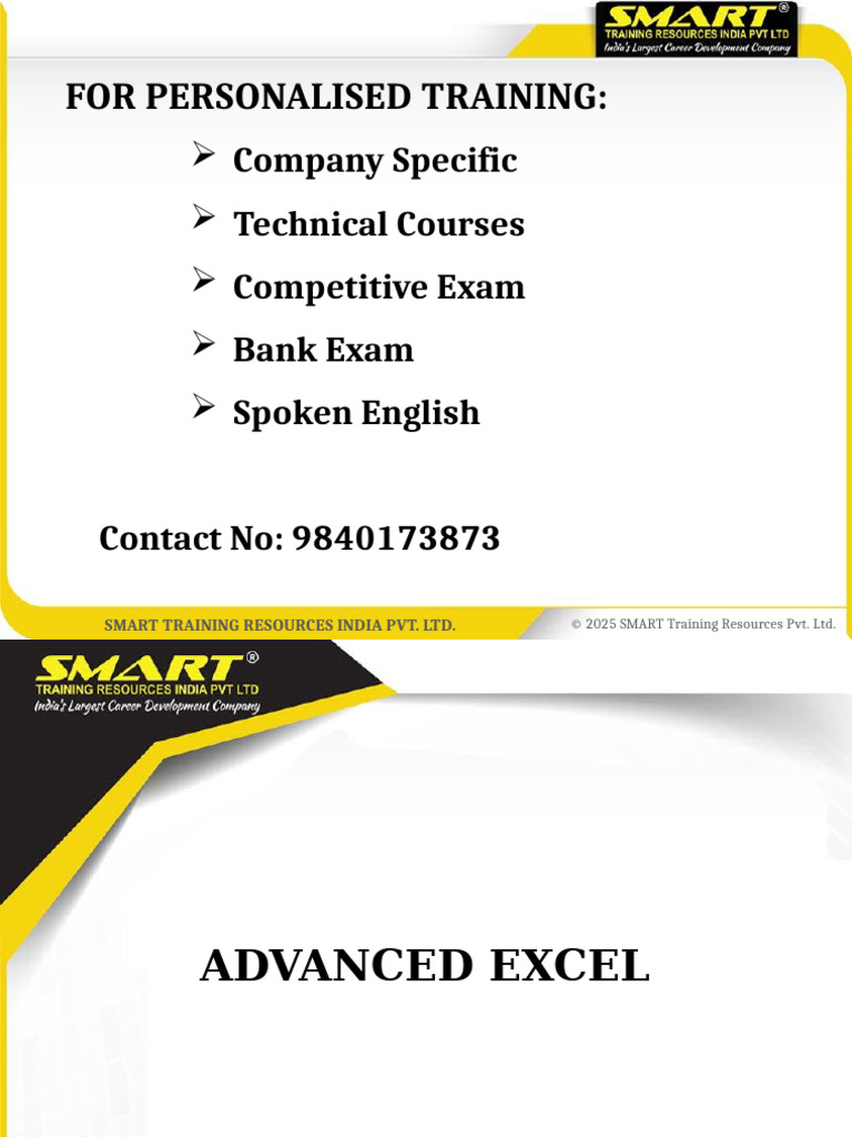 Day 1 Advanced Excel | PDF | Microsoft Excel | Visual Basic For ...