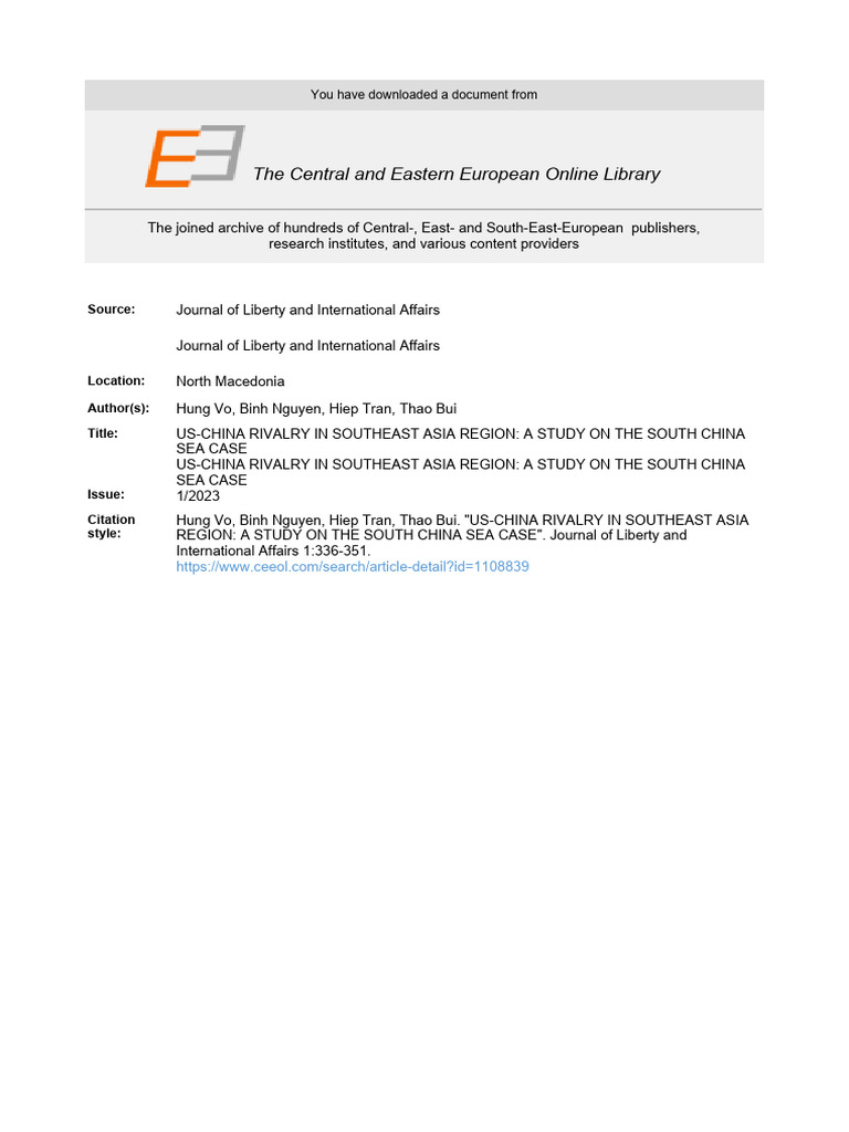 Us China Rivalry in Southeast Asia Region A Study On The South China ...