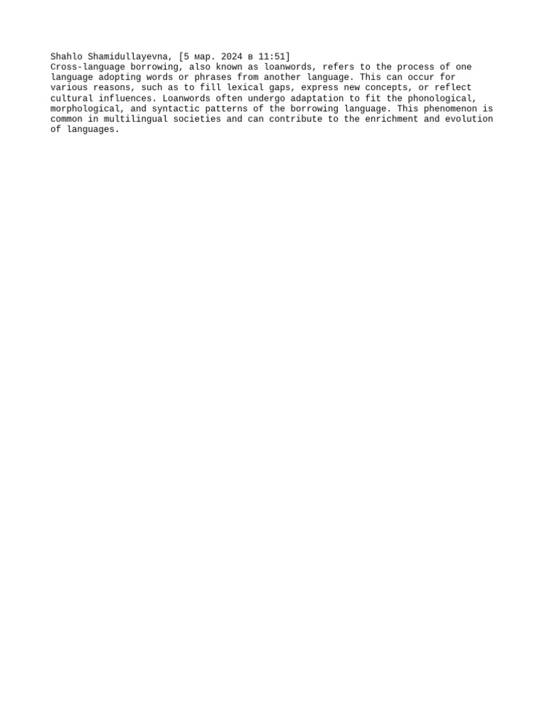 What Is Cross Language Borrowing | PDF
