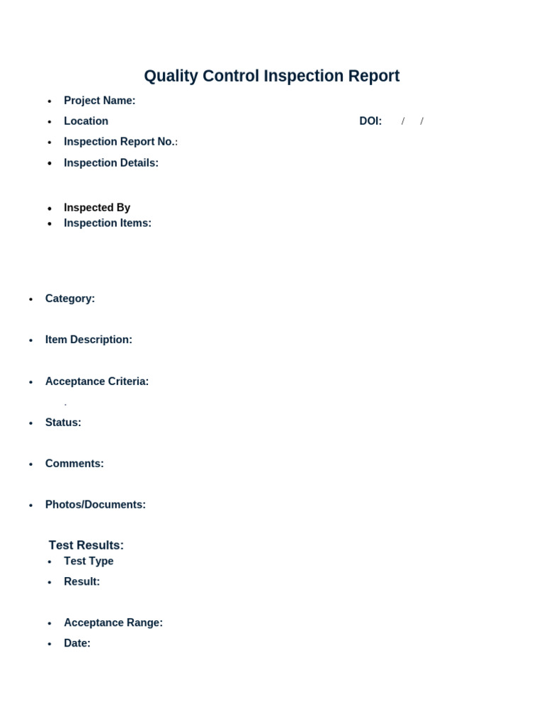 Quality Control Inspection Report | PDF