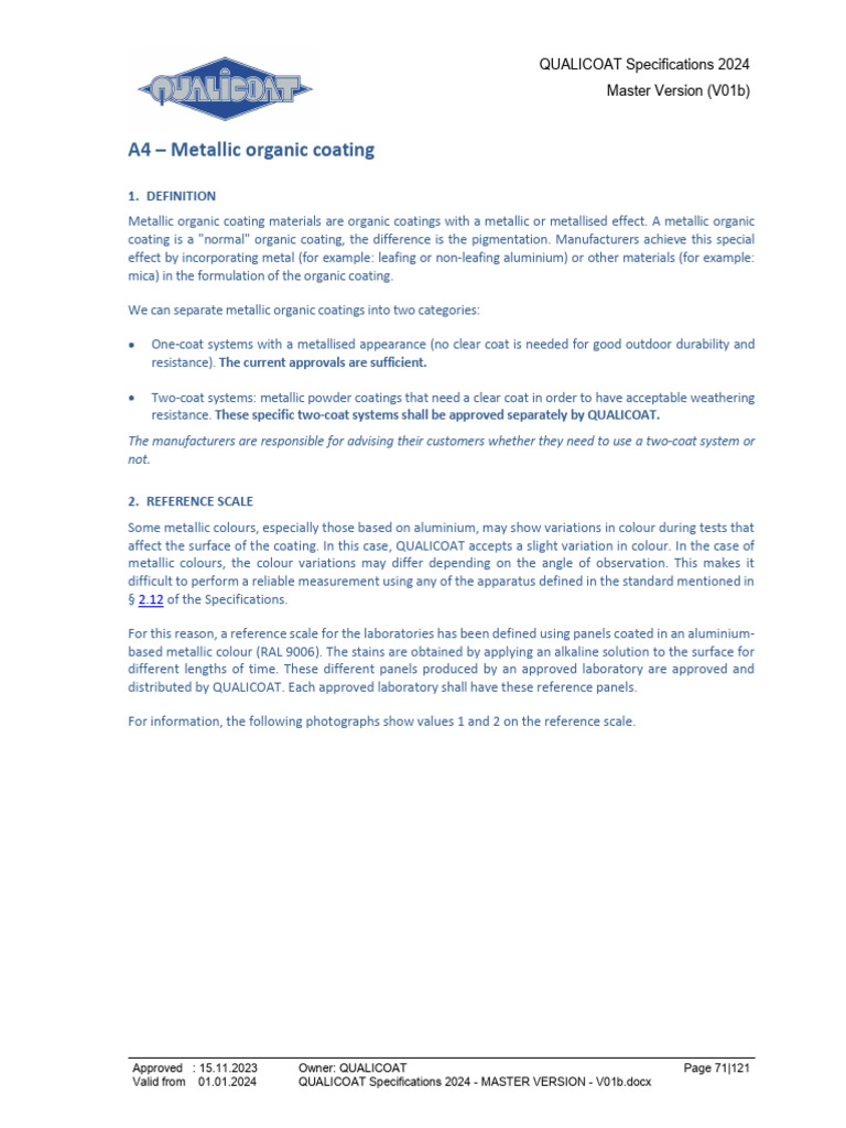 QUALICOAT Specifications 2024 Overview | PDF