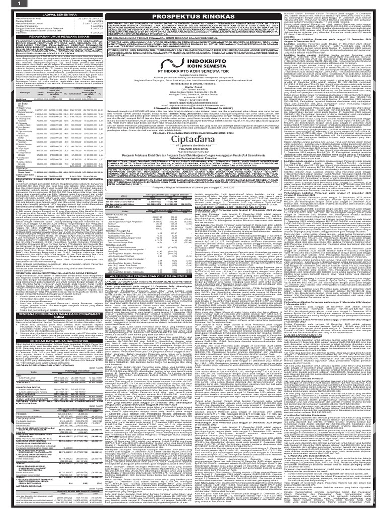 Prospektus Penawaran Saham Indokripto | PDF