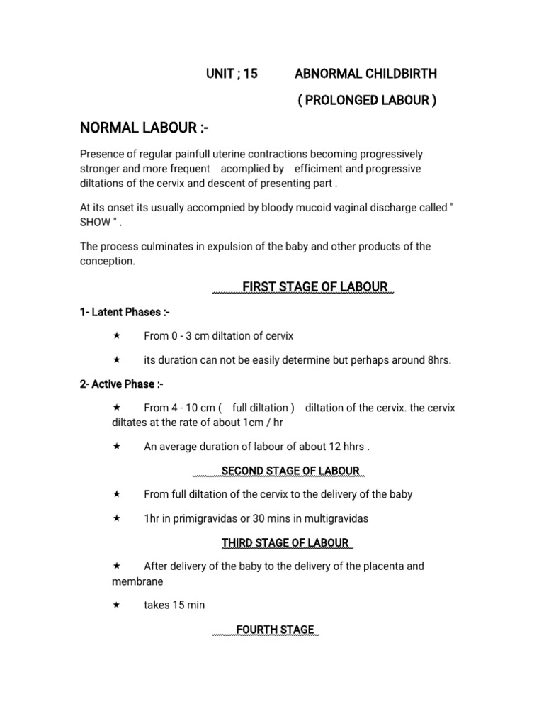 Prolonged Labour: Causes and Management | PDF