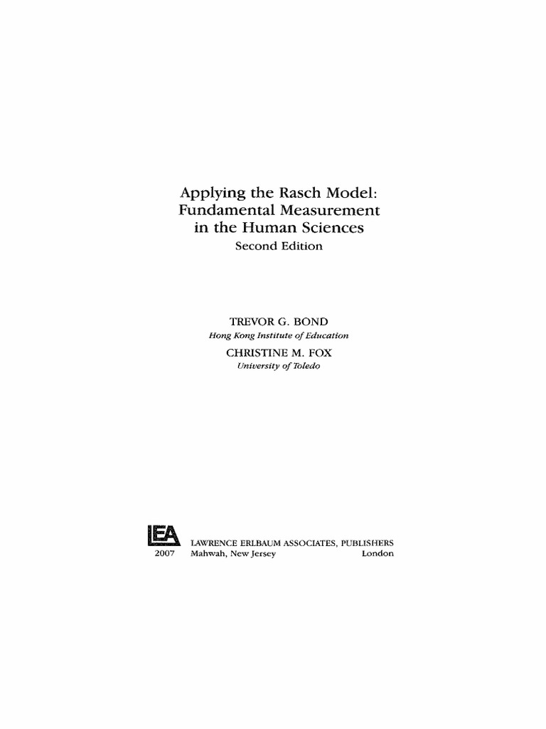 Bond & Fox - Applying The Rasch Model-Fundamental Measurement in The ...