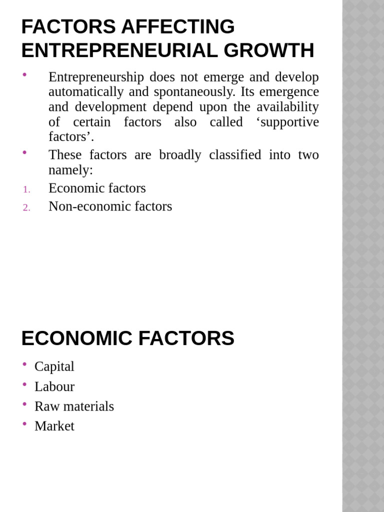Factors Affecting Entrepreneurial Growth | PDF | Entrepreneurship ...