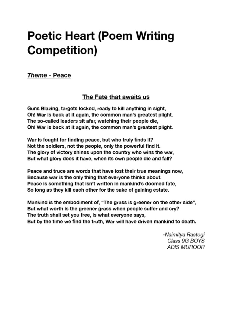 Poetic Heart Poem Writing | PDF