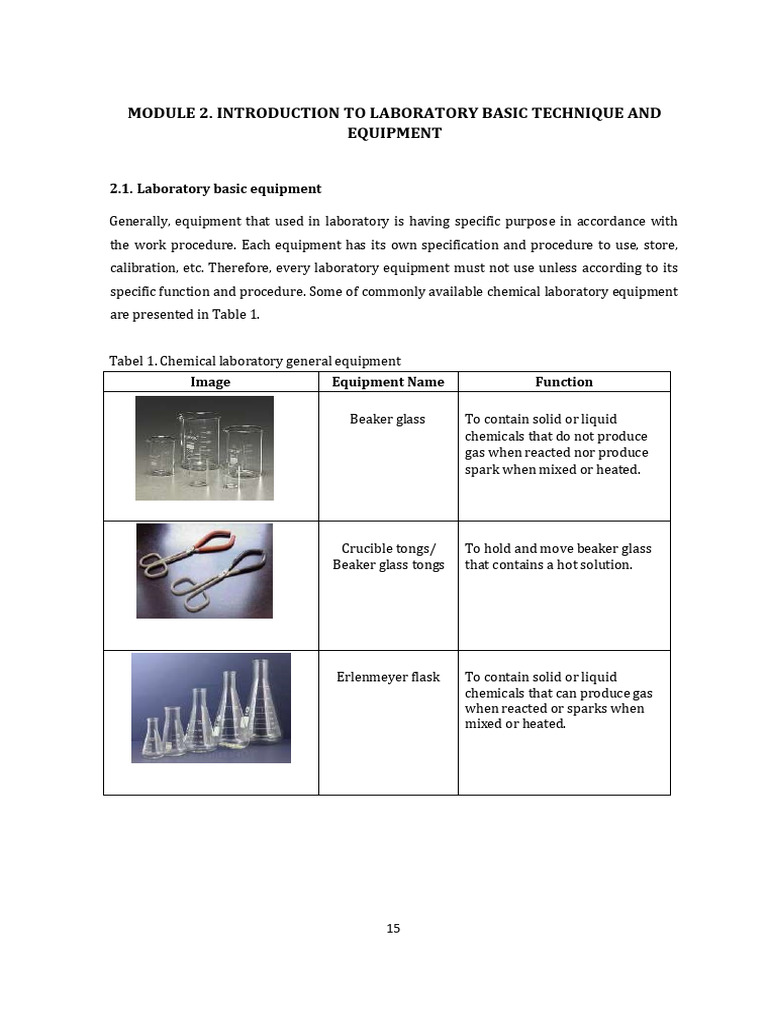 Module 2. Introduction To Laboratory Basic Technique and Equipment ...
