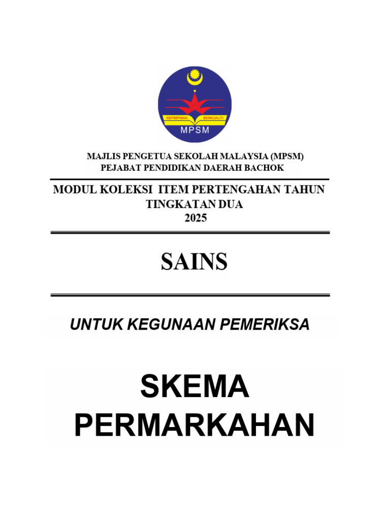 Skema MKI Sains Tingkatan 2 2025 | PDF