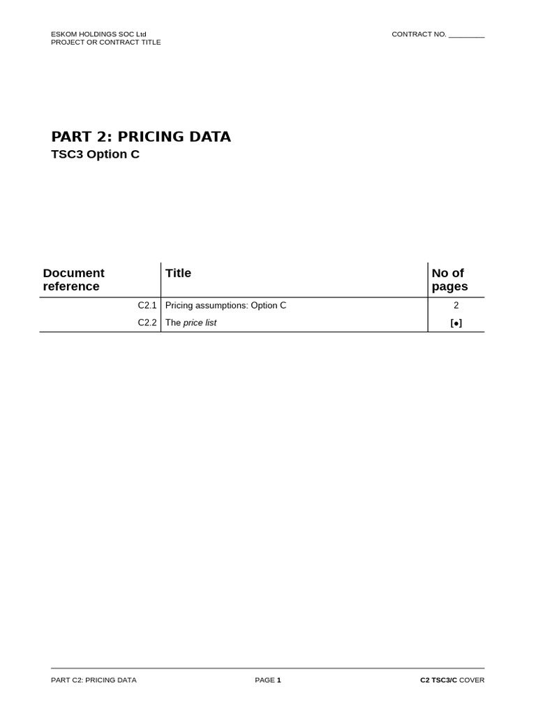 TSC3 Option C Pricing Data Guide | PDF | Prices | Pricing