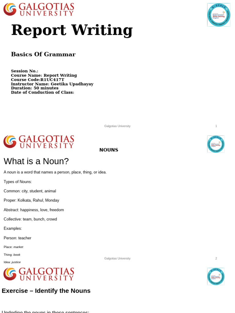 Report Writing: Grammar Essentials | PDF | Grammatical Number | Noun