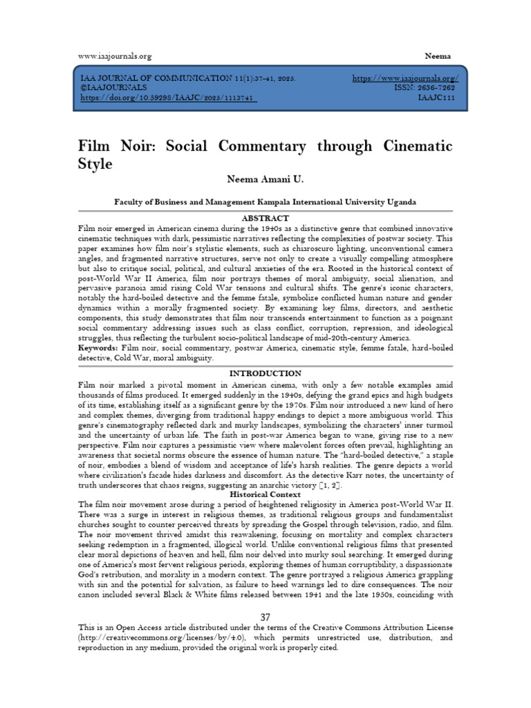 Film Noir: Social Commentary Through Cinematic Style (WWW - Kiu.ac - Ug ...