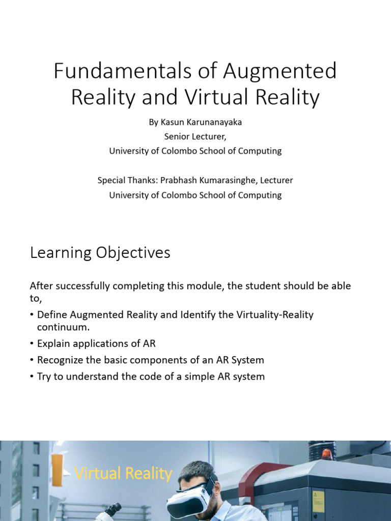 01 Fundamentals of Augmented Reality and Virtual Reality - VLE | PDF | Augmented Reality ...