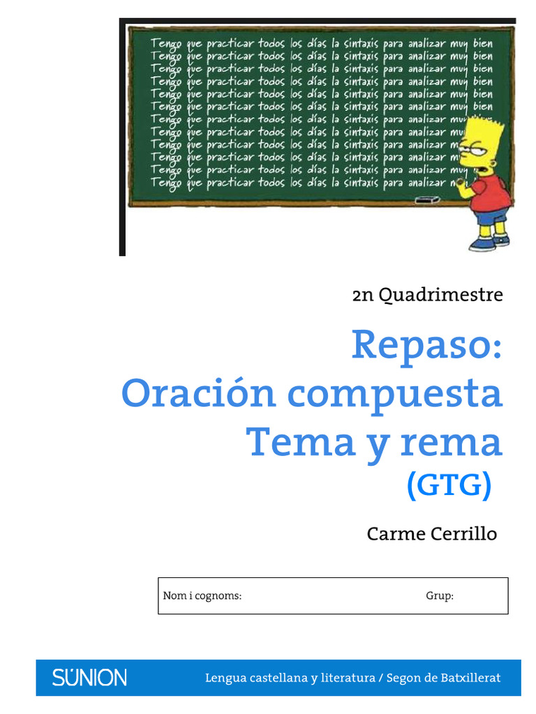 Repaso de Oración Compuesta y Tema y Rema (GTG) 22-23 | PDF