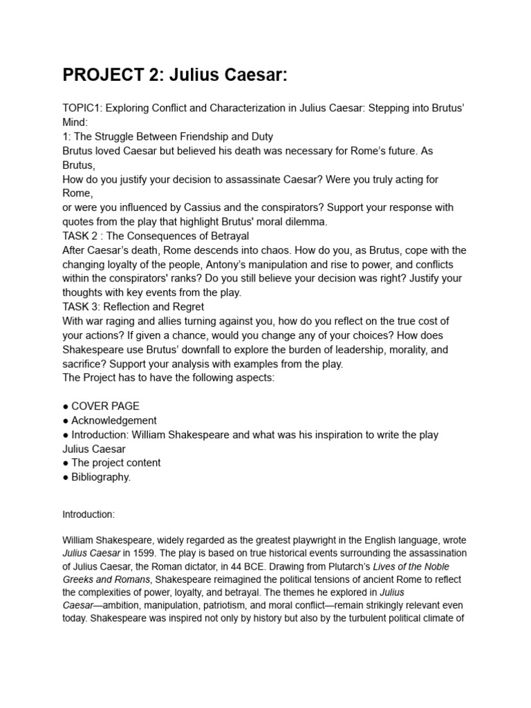 English Literature Project 2-2 | PDF | Julius Caesar