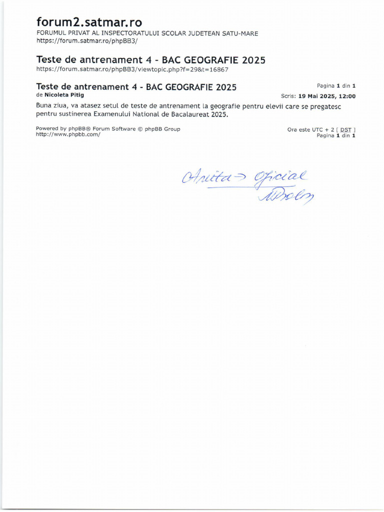 Teste de Antrenament 4 - BAC GEOGRAFIE 2025 | PDF