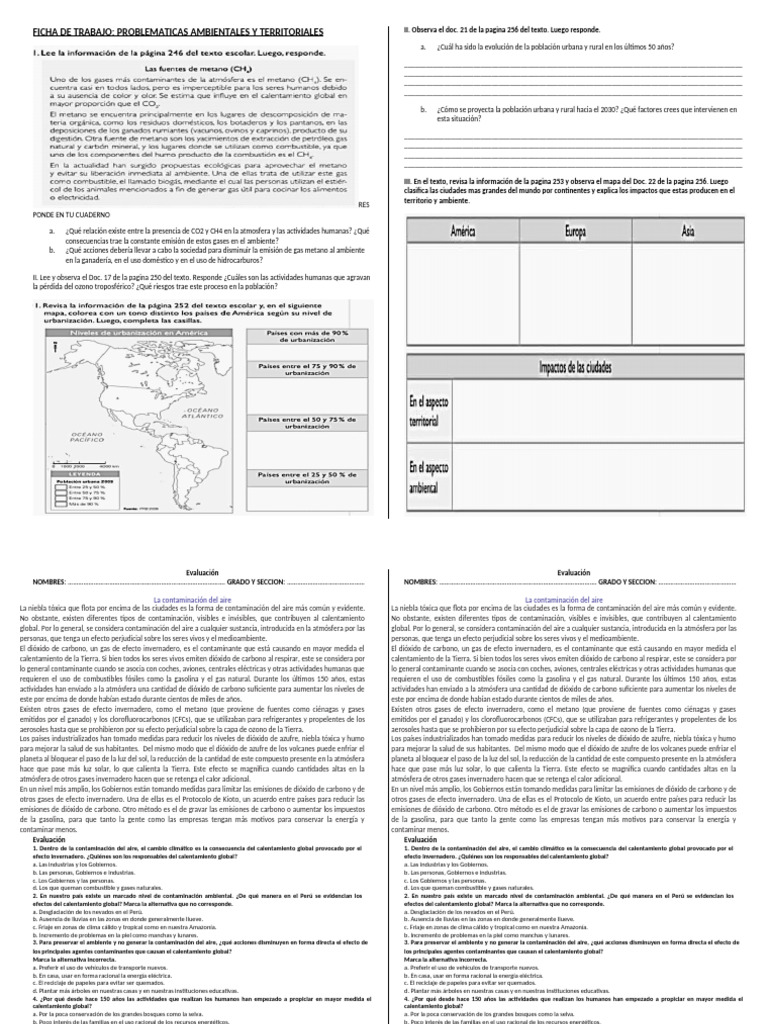 Ficha de Trabajo Sesion 3 CC - SS (1) - 1 | PDF | Gases de efecto invernadero | Contaminación