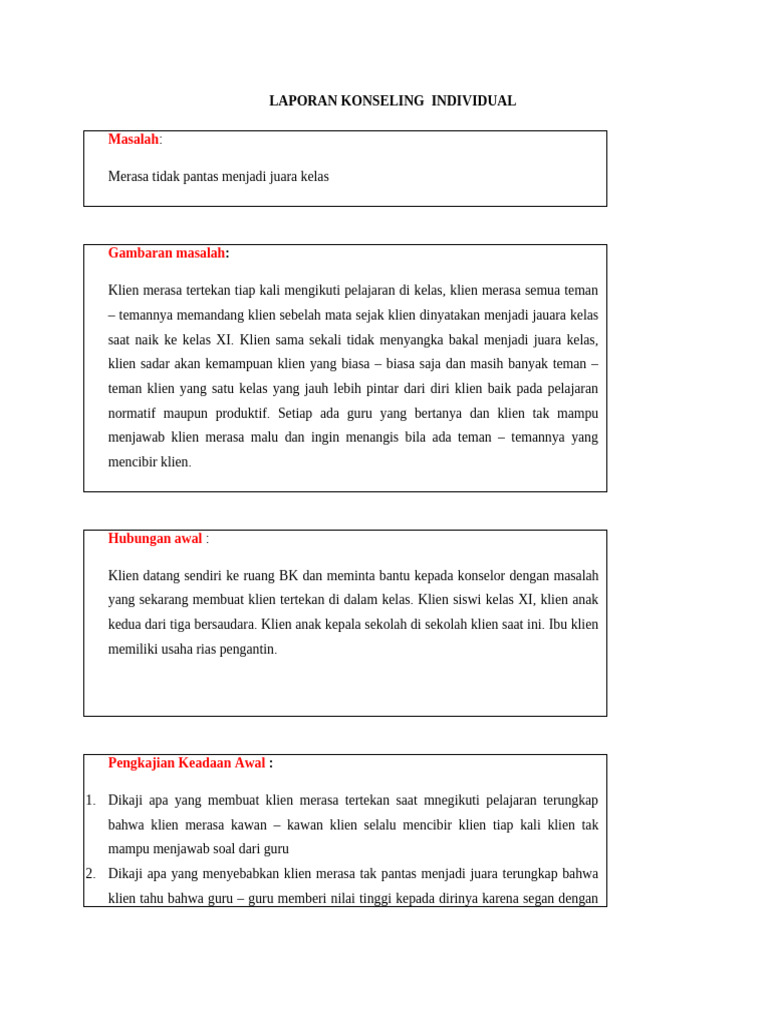 Laporan Konseling Individual 5 | PDF