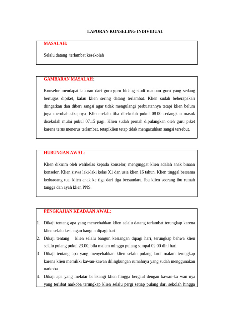 Laporan Konseling Individual 9 | PDF