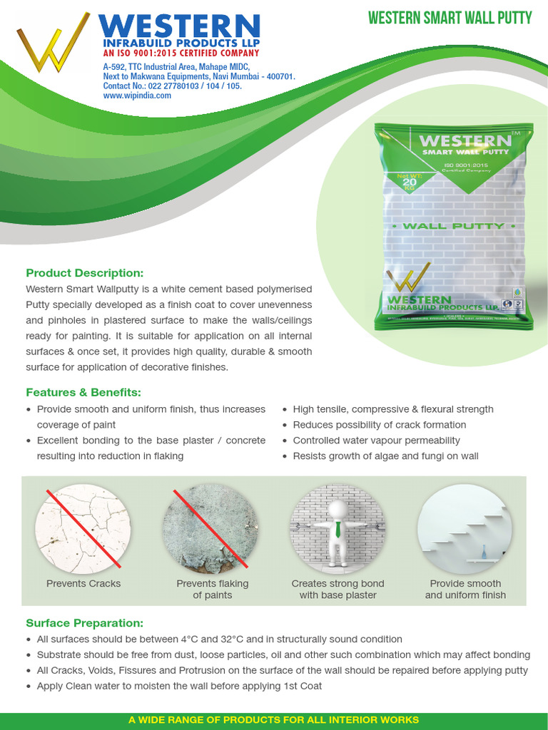 TDS Western Smart Wall Putty | PDF | Plaster | Paint