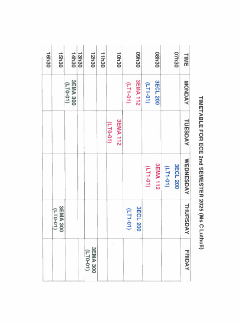 2nd Semester Timetable 2025 | PDF