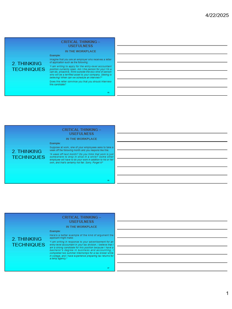 Thinking Toolkit Part 2 Positive Thinking and Thinking Techniques | PDF ...