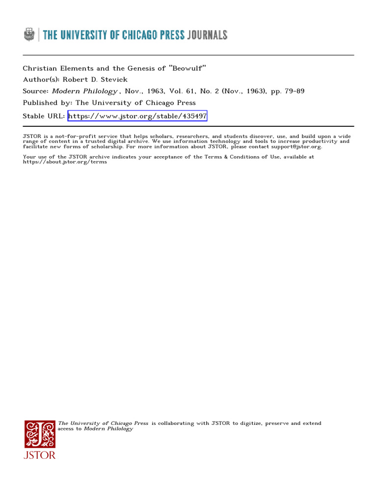 Stevick ChristianElementsGenesis 1963 | PDF | Beowulf | English Heroic ...